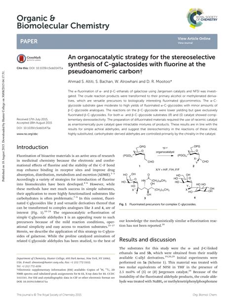 Pdf Organic And Biomolecular Chemistry
