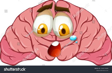 Cartoon Human Brain Facial Expression Illustration Stock Vector