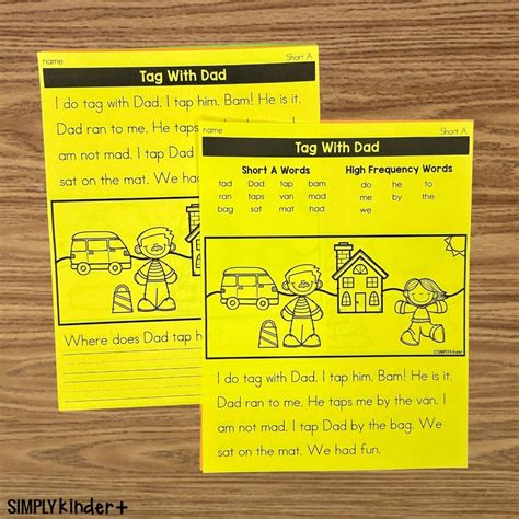 Tag With Dad Cvc Short Vowel A Quick Reading Fluency And Comprehension