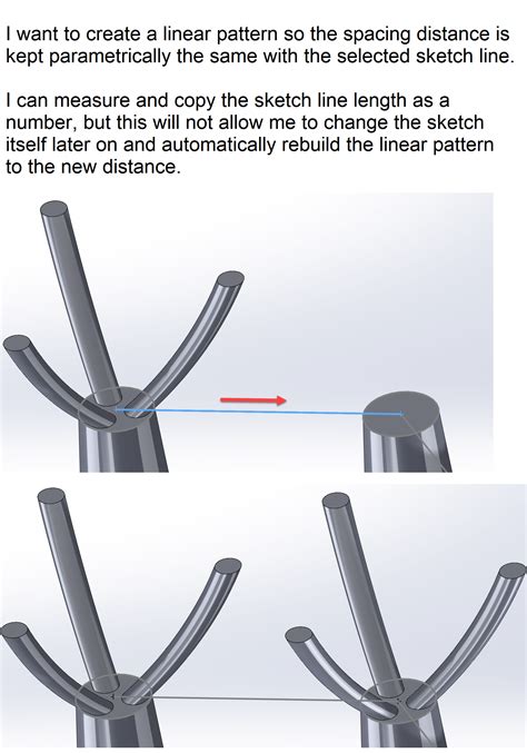 How Do I Create A Linear Pattern Parametrically Using The Exact Length Of A Sketch Line As The
