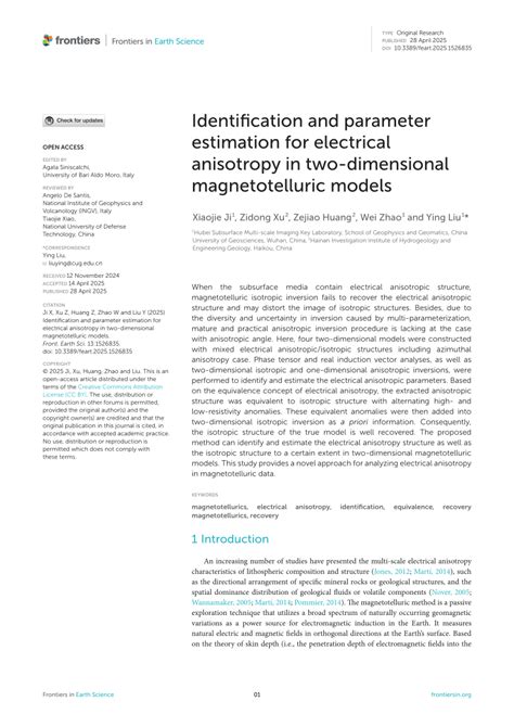 Pdf Identification And Parameter Estimation For Electrical Anisotropy
