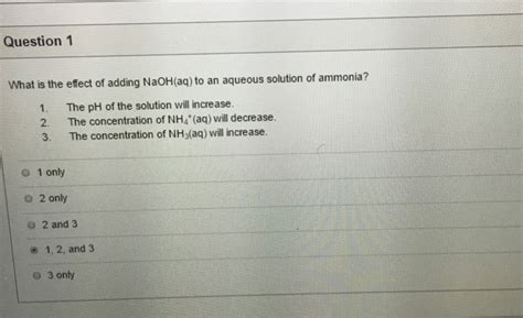 solved what is the effect of adding naoh aq to an aqueous