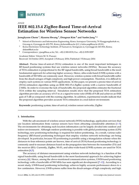 Ieee 802154 Zigbee Based Time Of Arrival Estimatio Pdf Modulation