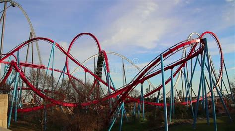 Roller Coasters At The Amusement Park Stock Video Video Of Carnival