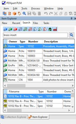 PDXpert PLM Software Features Item Explorer