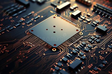 Computer Processor Chip On A Circuit Board By Generative Ai Stock