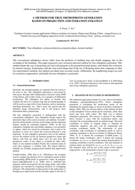 Pdf A Method For True Orthophoto Generation Based On Projection And
