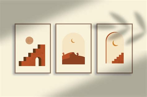 Premium Vector Boho Contemporary Wall Art Print Collection