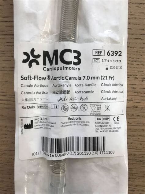 New Mc3 6392 Medtronic Soft Flow Aortic Cannula Cardiopulmonary 7mm