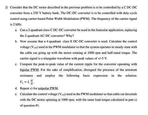 Solved Consider That The DC Motor Described In The Previous Chegg