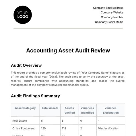 Accounting Asset Audit Review Template Edit Online And Download Example