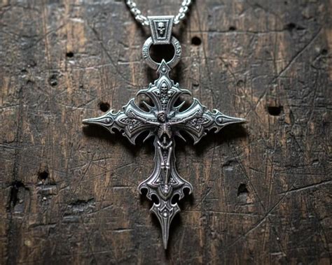Skull Cross Necklace Gothic Stainless Steel Pendant One More Cast