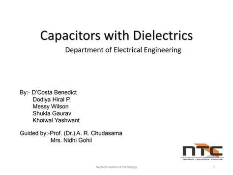 Capacitors With Dielectrics Final Ppt