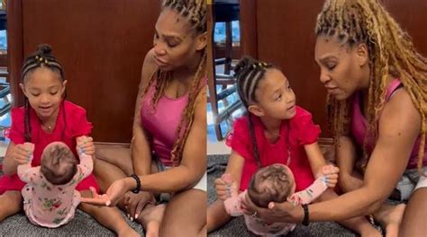 Video Serena Williams Daughter Olympia Help Little Sister Workout