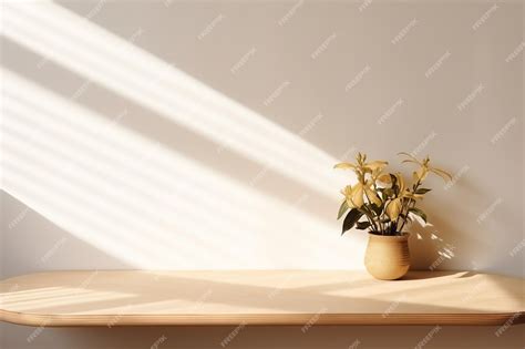 Premium Photo Table Shadow Background Wooden Table And White Empty