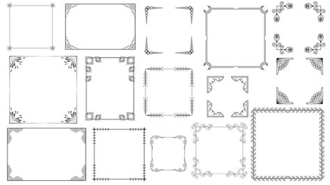 Premium Vector Big Set Black Simple Line Frame Collection Doodle