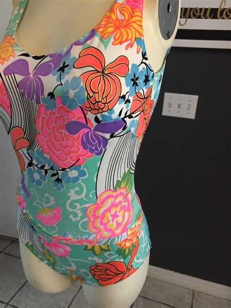 Sandcastle Pin Up Pointy Bra Swimsuit Neon Floral Pri Gem