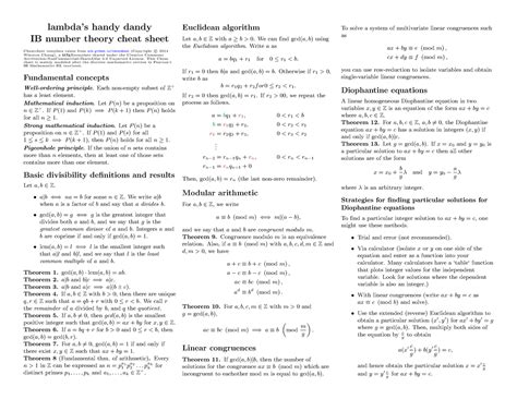 Number Theory Cheatsheet Lambdas Handy Dandy IB Number Theory Cheat