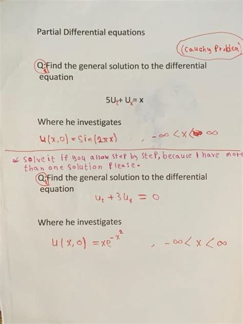 Solved Partial Differential Equations Cauchy Problem Q Find