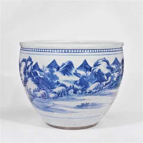 【清雍正 青花山水人物纹大缸】拍卖品图片价格鉴赏清代青花瓷器雅昌艺术品拍卖网