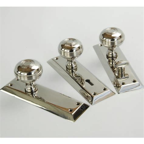 Bellport Polished Nickel Solid Brass Round Bathroom Door Knobs Handles