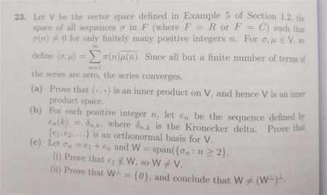 Solved Let V Be The Vector Space Defined In Example Chegg