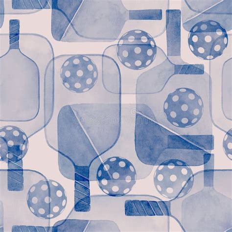 Seamless Pattern Of Balls And Rackets Modern Game Pickleball Stock