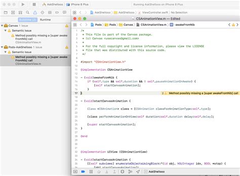 Swift Buildtime Canvas Pod Xcode Issue Missing A Super