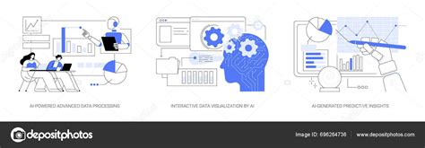 Powered Data Analysis Abstract Concept Vector Illustration Set Powered