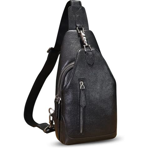 Genuine Leather Sling Bag Crossbody Purse Motorcycle Bag Handmade