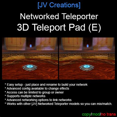 Second Life Marketplace Networked Teleporter 3d Teleport Pad E