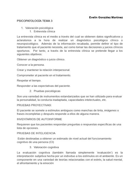 PsicopatologÍa Tema 3 Pdf