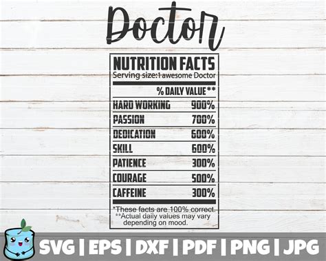 Doctor Nutrition Facts SVG Cut File Commercial Use Printable Vector Clip Art Profession Funny