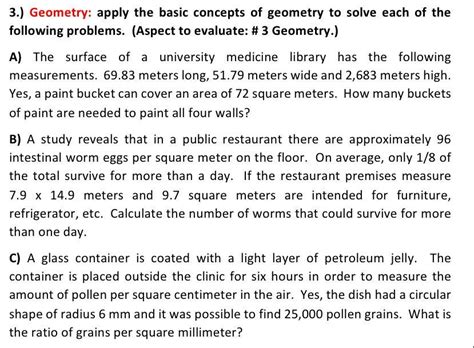 Solved Geometry Apply The Basic Concepts Of Geometry To Chegg