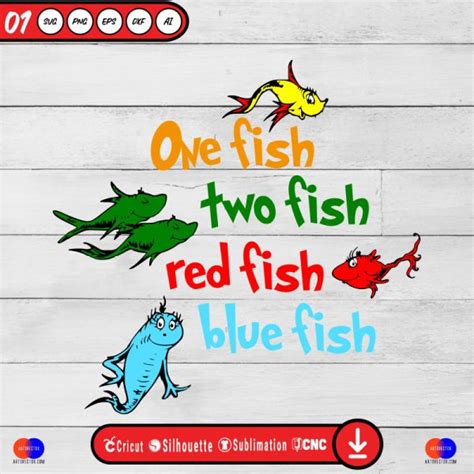 Dr Seuss One Fish Two Fish Svg Png Eps Dxf Ai Arts Vector