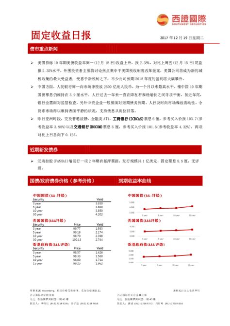 西证国际固定收益日报