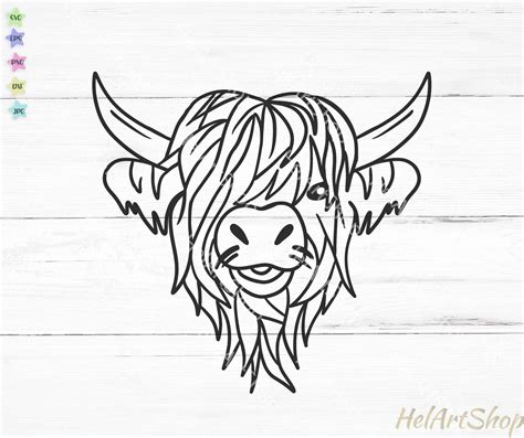 Highland Cow Svg Farm Svg Cow Face Svg Etsy