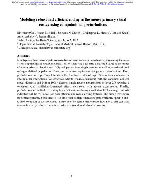 pdf modeling robust and efficient coding in the mouse primary visual