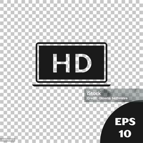 투명 한 배경에 격리 된 Hd 비디오 기술 아이콘 블랙 노트북 화면 벡터 일러스트레이션 0명에 대한 스톡 벡터 아트 및 기타