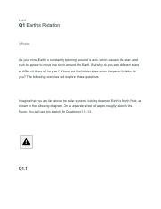 Lab Two Naked Eye Astronomy Pdf Lab 2 Q1 Earth S Rotation 3 Points As