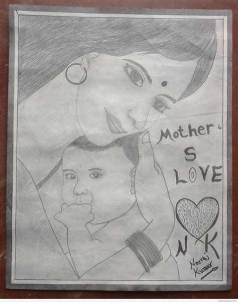 Pencil Sketch Of Mothers Love Desi Painters