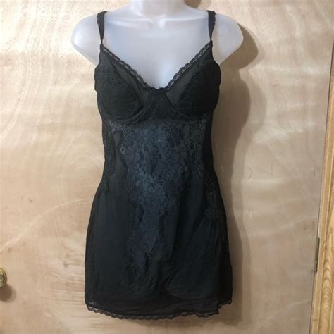 Fredericks Of Hollywood Intimates And Sleepwear Black Nylon Chemise