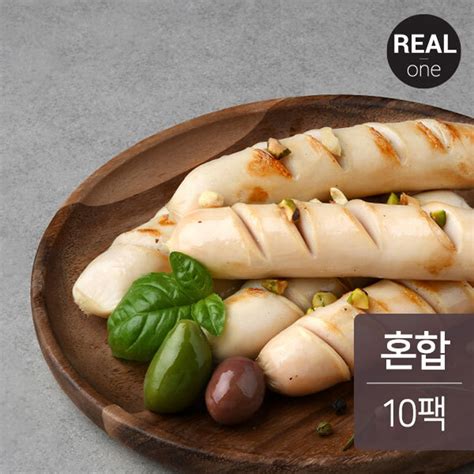 리얼원 닭가슴살 소시지 혼합 100gx10팩 훈제3 고추3 마늘2 매콤치즈2 홈플러스 택배배송
