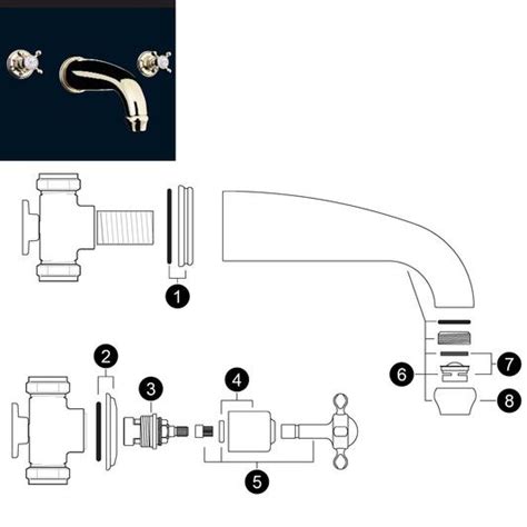 Perrin And Rowe 3801 Three Hole Wall Mounted Bath Set With Crosshead