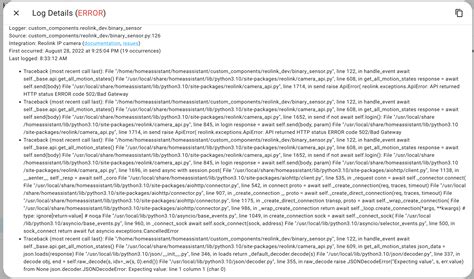 Home Assistant Error Host 192168110xxx Error Renewing The Reolink Subscription · Issue