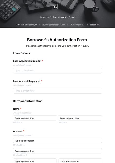 Free Borrowers Authorization Form Template To Edit Online