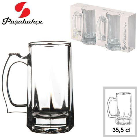 2 X German Beer Stein Mugs 355ml Classic Glass Beer Tankards Glasses
