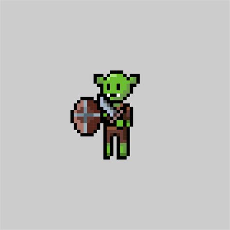Pixel Art Style Old Videogames Style Retro Style 18 Bit Goblin With