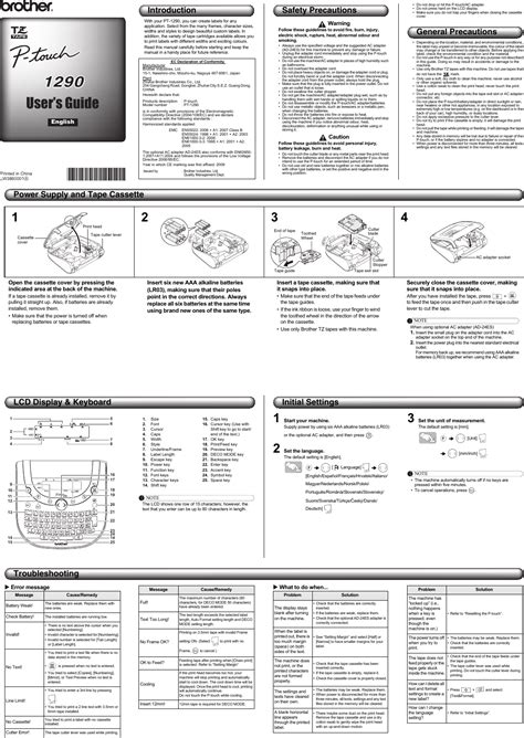 Brother P Touch Pt 1290 Users Manual ManualsLib Makes It Easy To Find Manuals Online