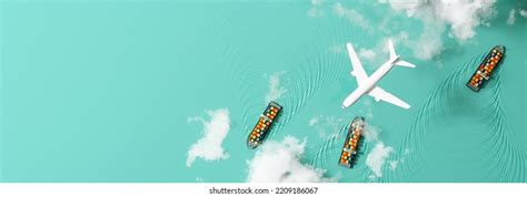 항공 뷰 컨테이너 화물선 및 화물기 스톡 일러스트 2209186067 Shutterstock